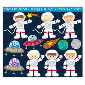 Space Clipart, Astronaut Clipart, Outer Space Clipart, Rocket, Planets ...