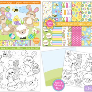 Easter Clipart Bundle, Easter Digital Stamps, Easter Digital Paper ...