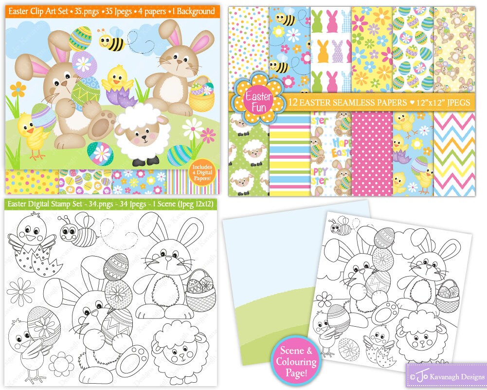 Easter Clipart Bundle Easter Digital Stamps Easter Digital | Etsy