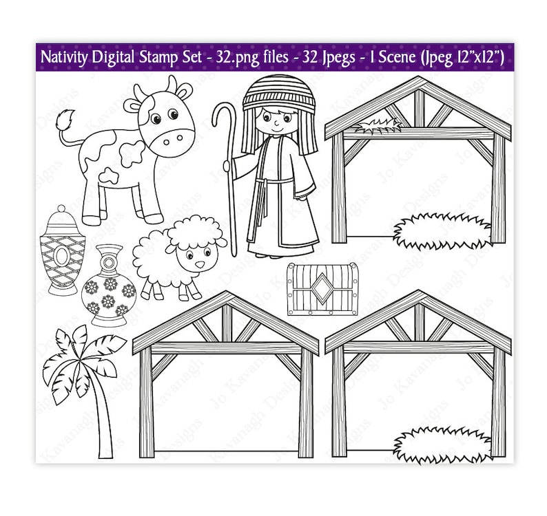 Nativity Digital Stamps,christmas Nativity Stamps,3 Kings,mary and ...