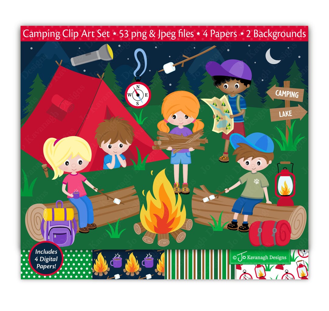 Camping Clipart, Camping Clip Art, Summer Camp Clipart, Campfire ...