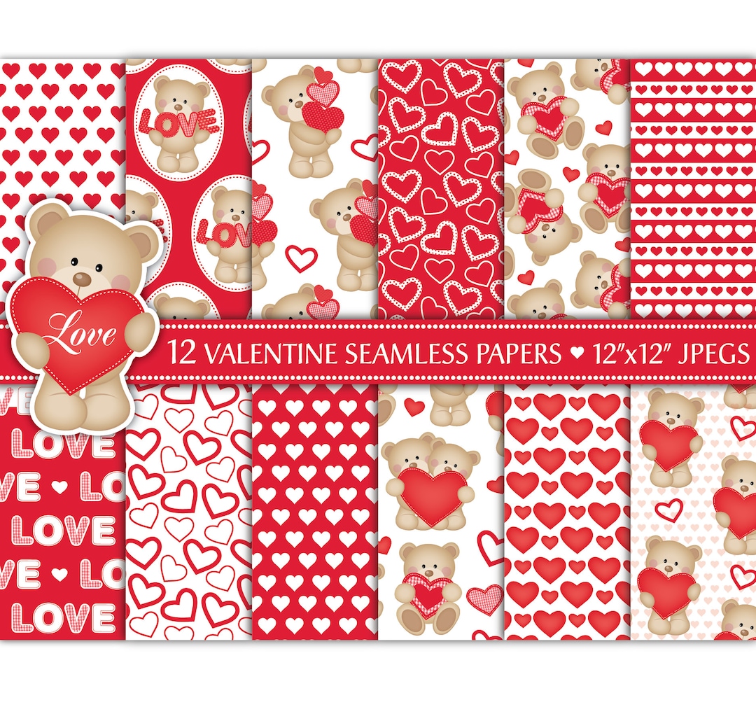 Valentine Digital Papers,valentine Scrapbook Papers,cute Valentine ...