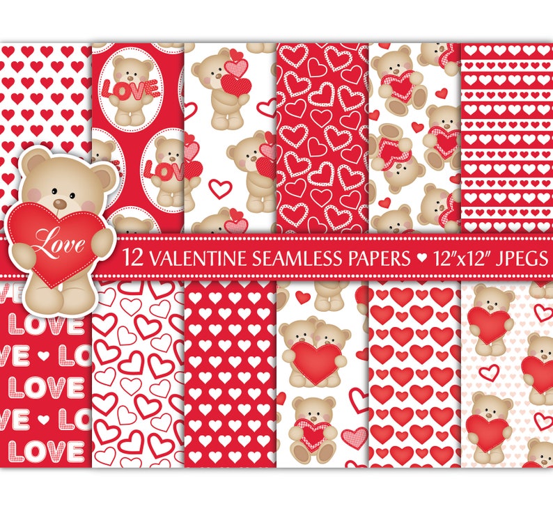 Valentine Digital Papers,valentine Scrapbook Papers,cute Valentine ...