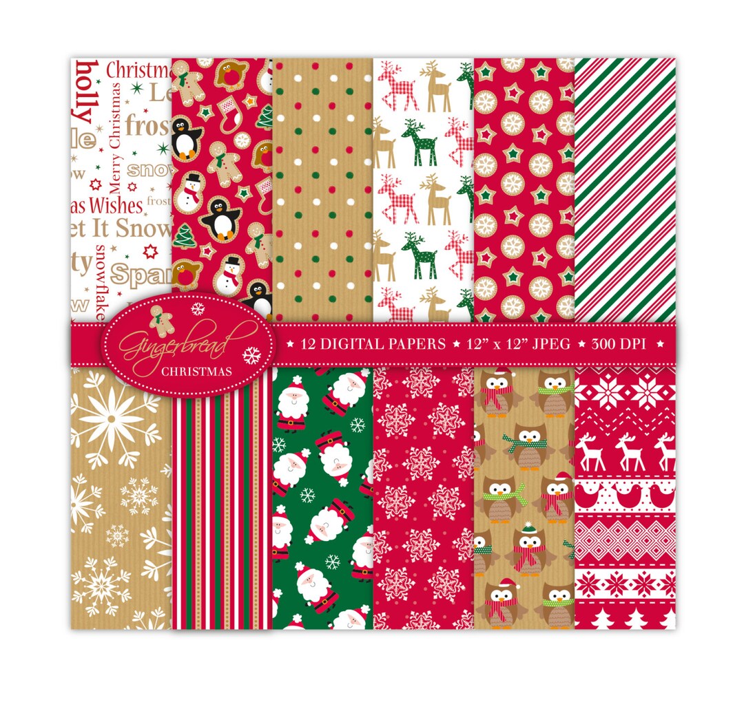 Christmas Digital Paper,christmas Scrapbook Papers,santa Papers ...