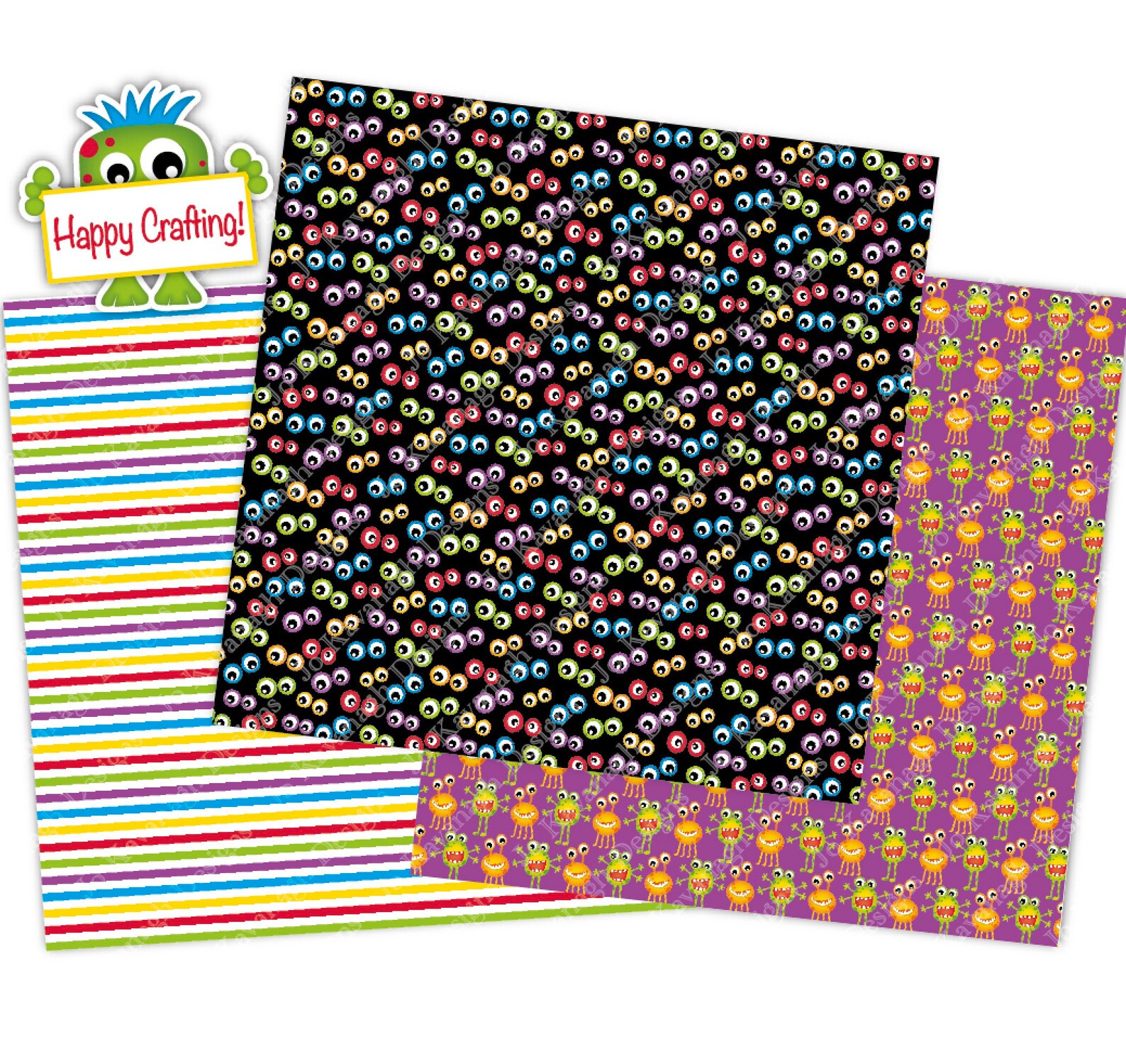 Monster Digital Paper,alien Digital Paper,cute Monster Patterns,fun ...