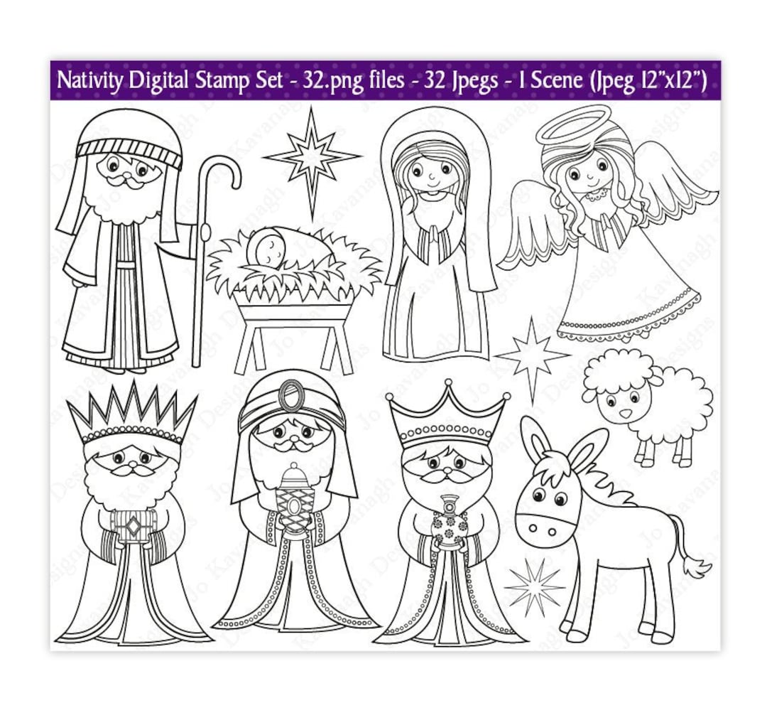 Nativity Digital Stamps,christmas Nativity Stamps,3 Kings,mary and ...