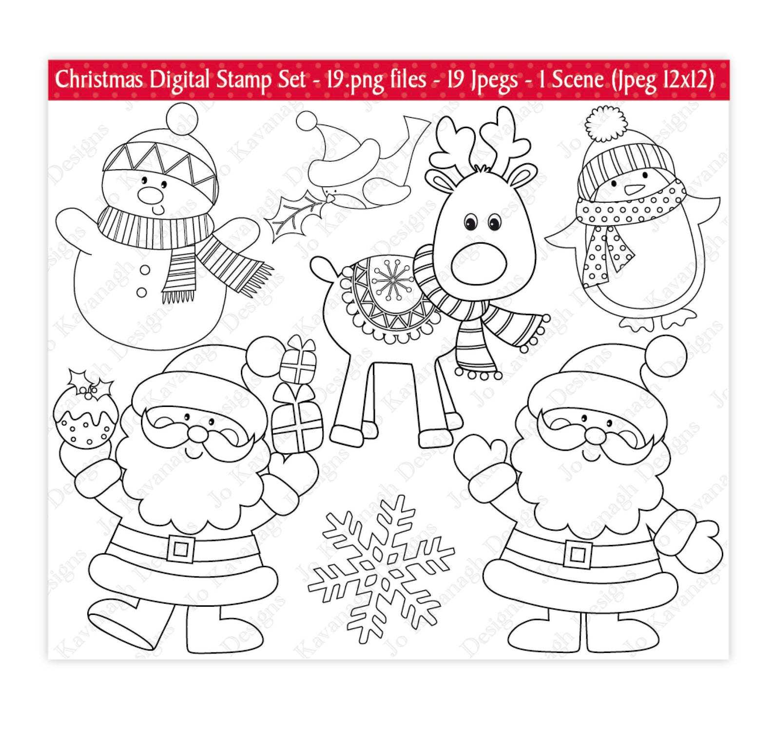 Christmas Digital Stamps,digital Stamps,santa Digital Stamps,rudolph ...