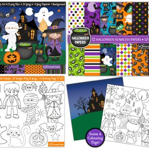 Halloween Clipart Bundle, Halloween Digital Stamps, Halloween Digital ...