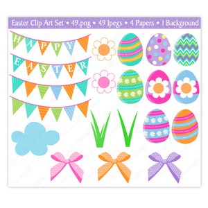Easter Clipart & Digital Paper Set,easter Clip Art,easter Bunny Clipart ...