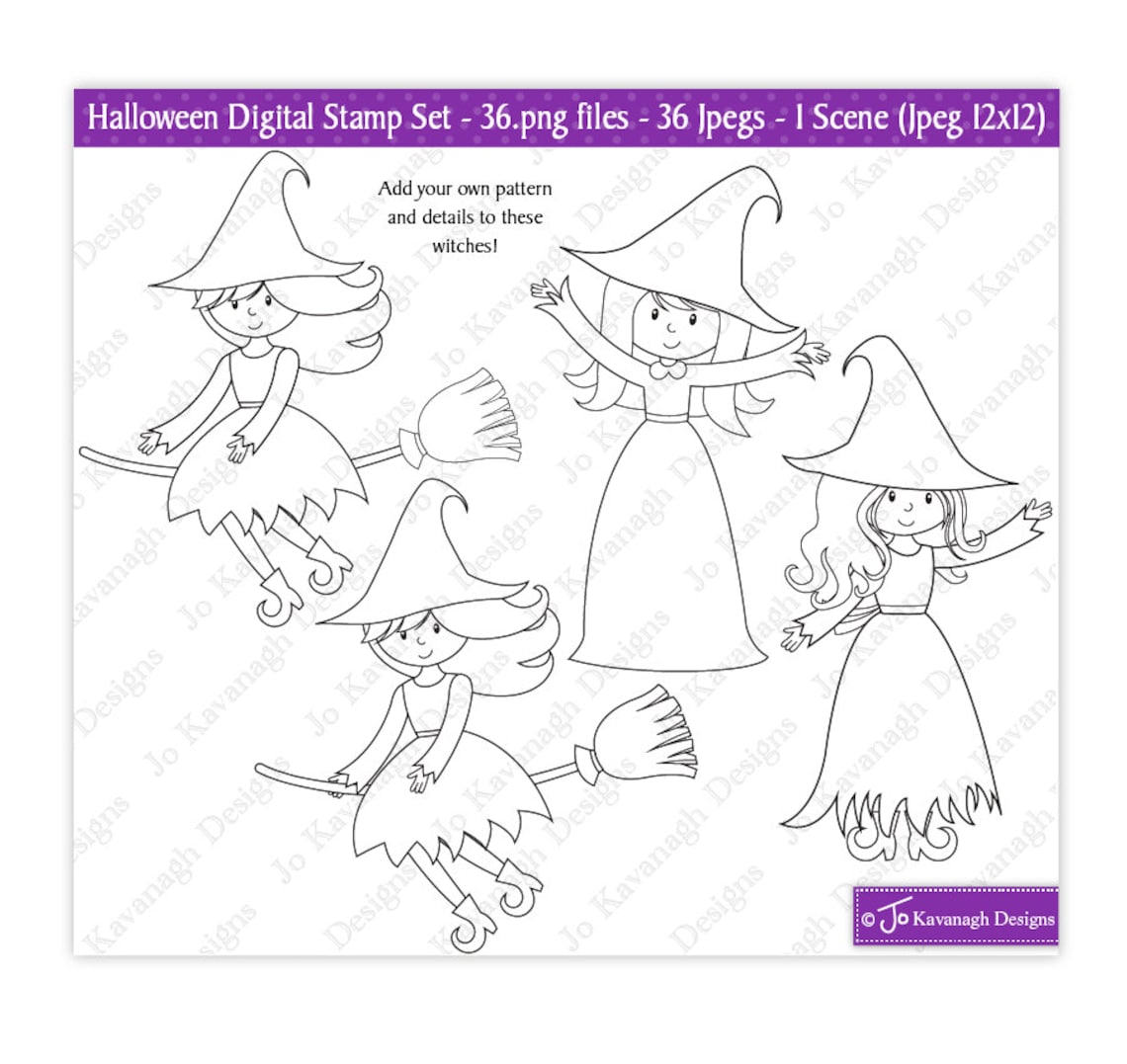 Halloween Digital Stamps,witch Digital Stamps,halloween Stamps,digital ...