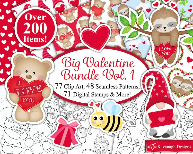 Valentine Clipart Bundle Valentine Digital Stamps Valentine - Etsy