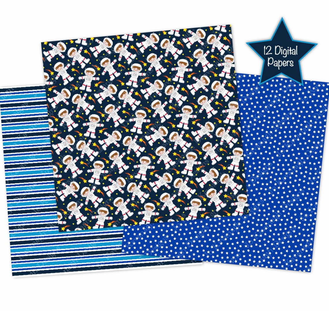 Space Digital Papers,space Paper Pack,astronaut Digital Papers, Space ...