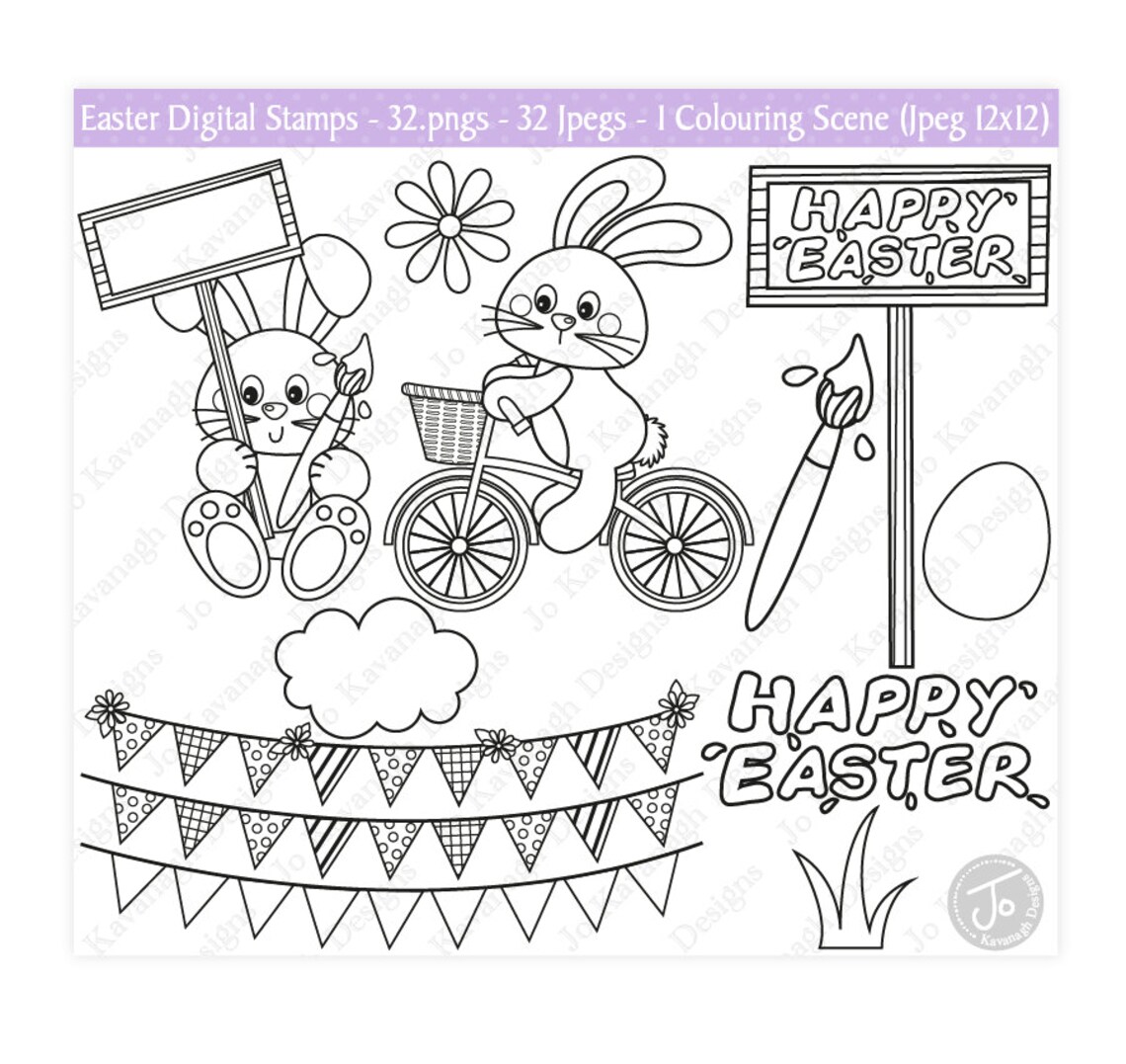 Easter Digital Stamps Easter Stamps Easter Clipart Easter - Etsy UK