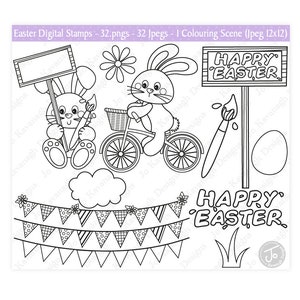 Easter Digital Stamps, Easter Stamps, Easter Clipart, Easter Bunny ...