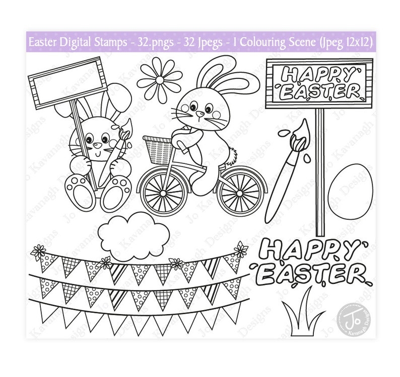 Easter Digital Stamps Easter Stamps Easter Clipart Easter - Etsy UK