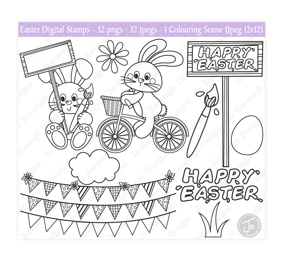 Easter Digital Stamps Easter Stamps Easter Clipart Easter - Etsy UK