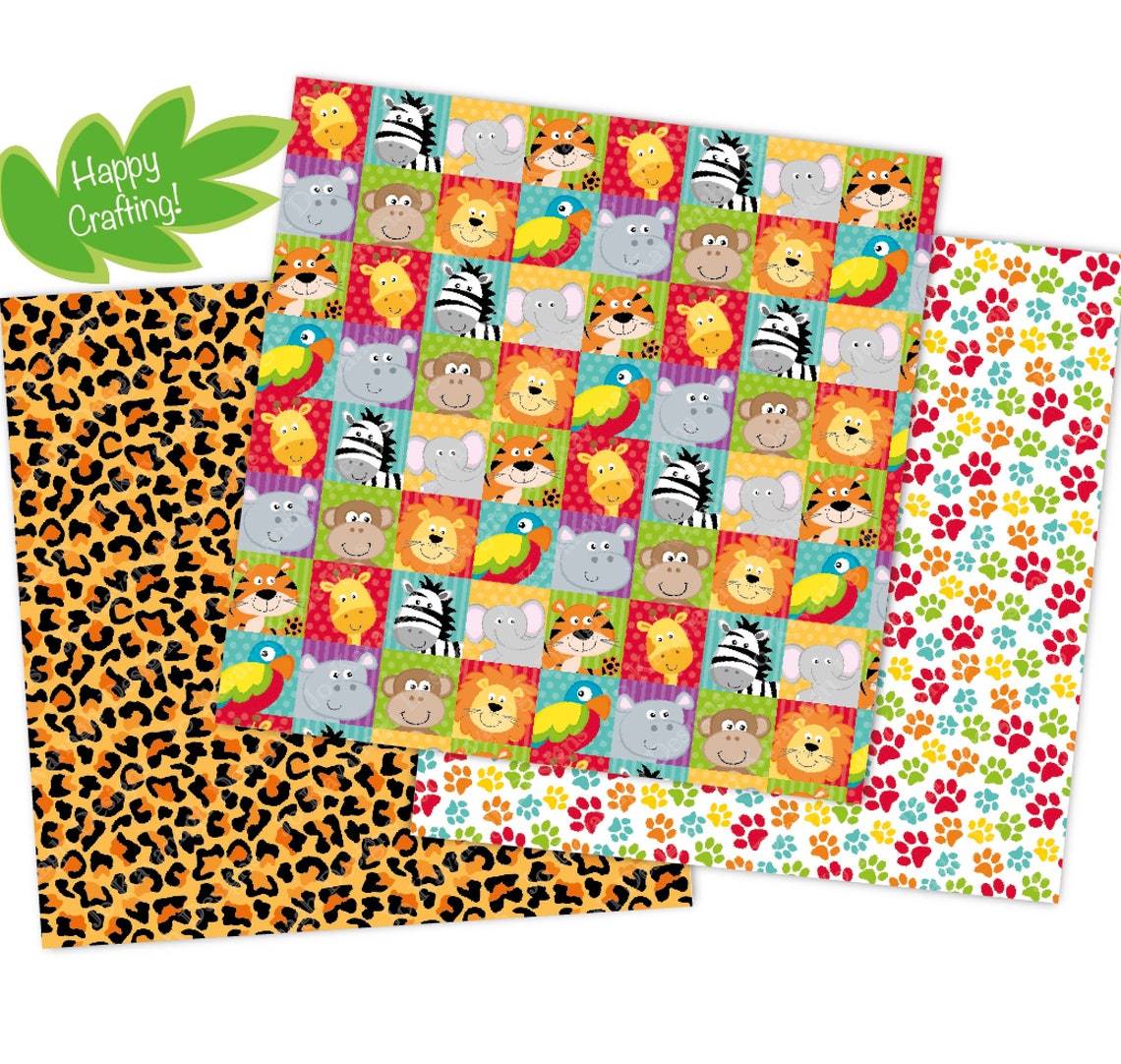 Jungle Animals Digital Paper,jungle Papers,jungle Digital Paper Pack ...