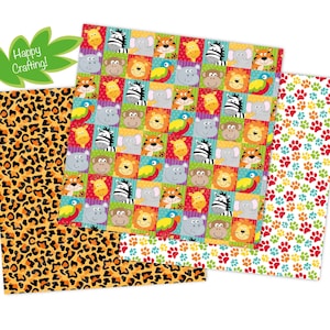 Jungle Animals Digital Paper,jungle Papers,jungle Digital Paper Pack ...