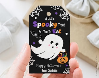 Editable Happy Halloween Gift Tags, Ghost Trick or Treat Favour Bag Tag ...