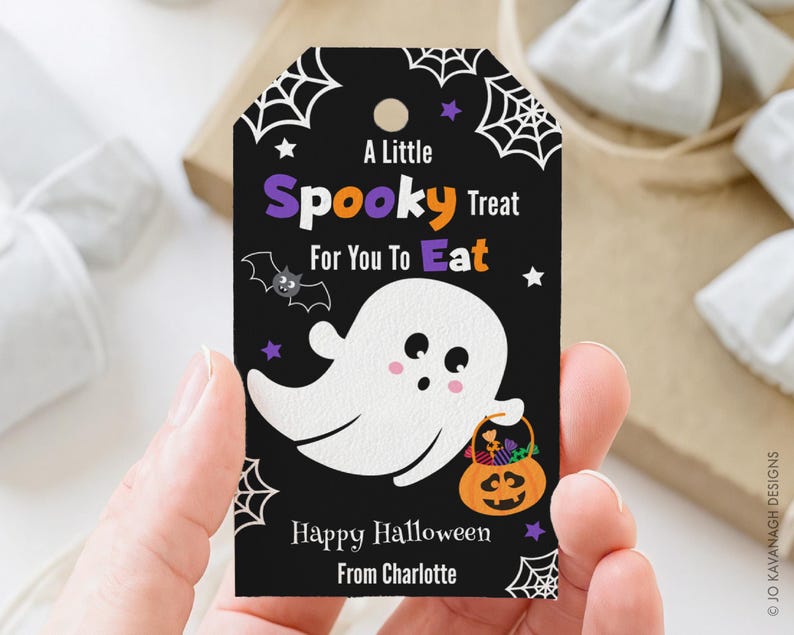 Editable Happy Halloween Gift Tags, Ghost Trick or Treat Favour Tag ...