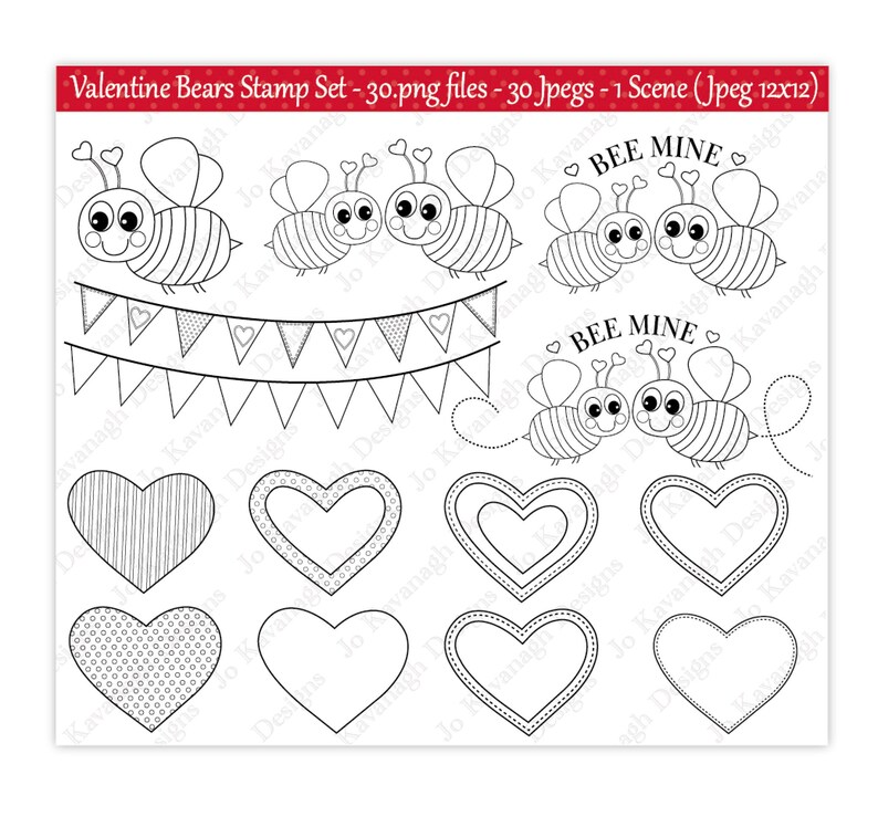 Valentine Digital StampsDigital StampsValentine Bear Digital | Etsy
