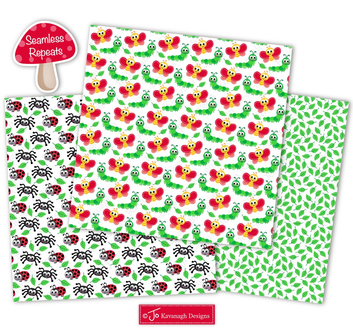 Cute Bugs Digital Papers Bug Papers Cute Bug Bug Patterns - Etsy UK