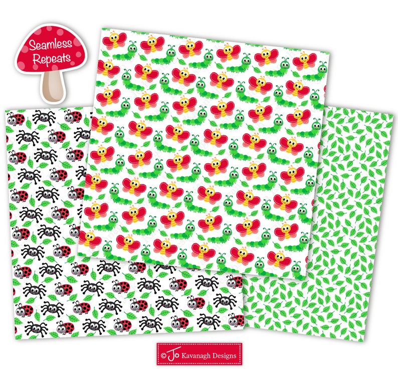 Cute Bugs Digital Papers Bug Papers Cute Bug Bug Patterns - Etsy UK