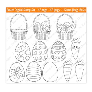 Easter Digital Stamps,easter Bunny Stamps,easter Clipart,easter Bunny ...