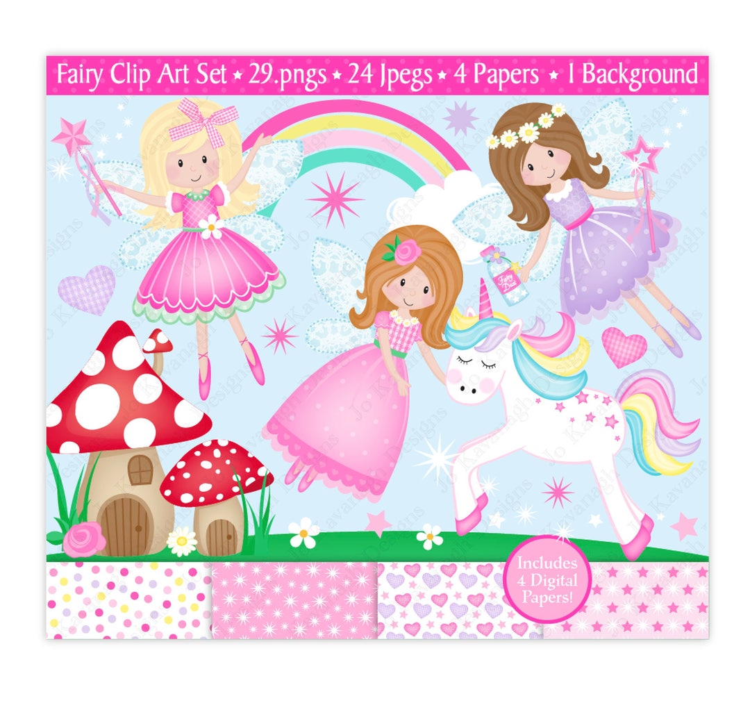 Fairy Clipart & Digital Papers Set,fairy Clip Art,unicorn Clipart ...