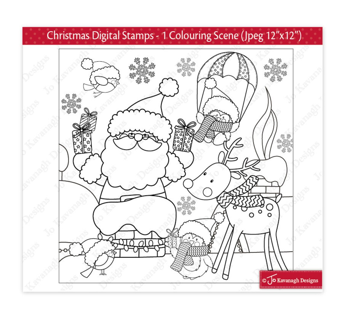 Christmas Digital Stampsdigital Stampssanta Digital - Etsy UK