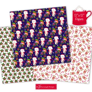 Christmas Digital Paper, Christmas Patterns, Christmas Scrapbook Paper ...
