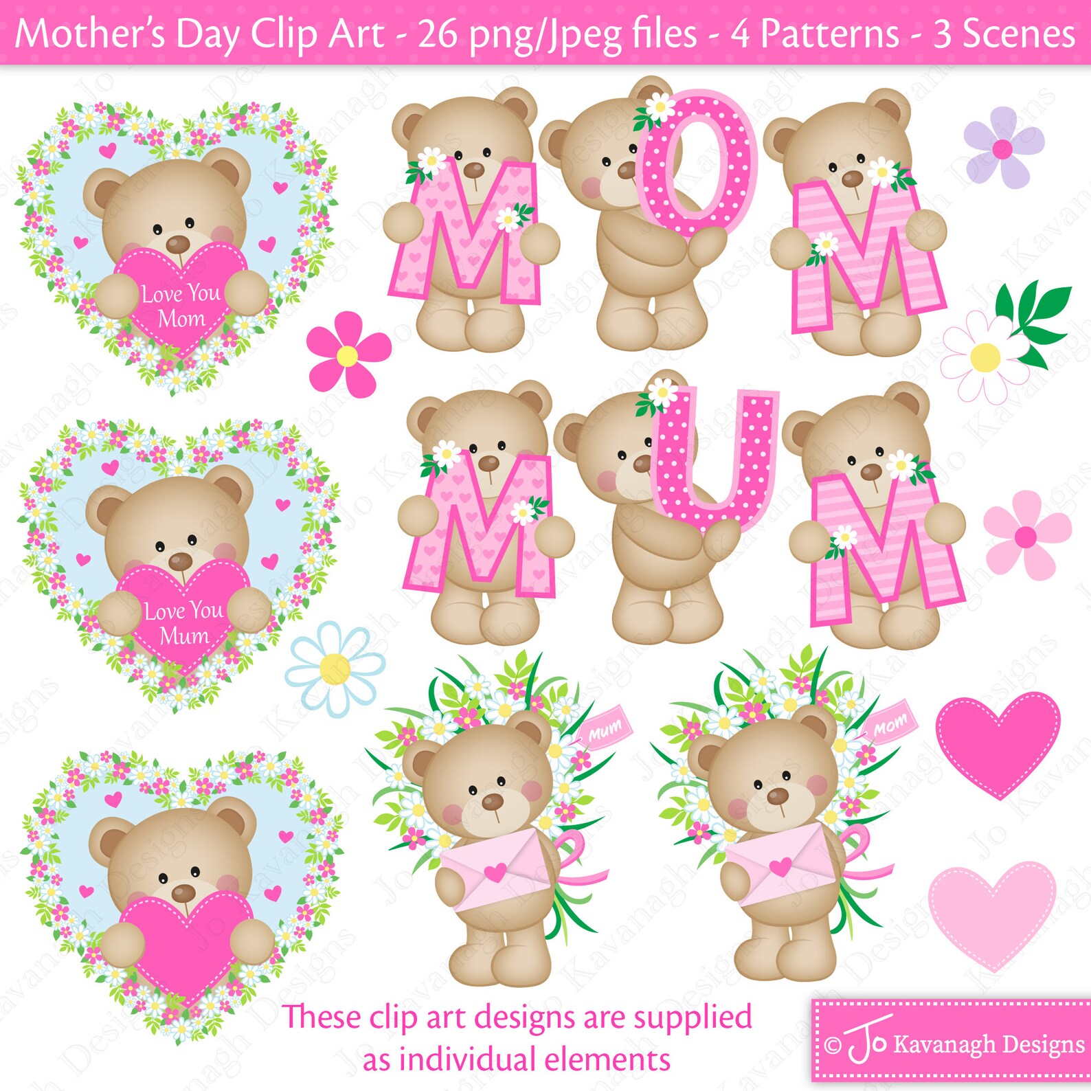 Mothers Day Clipart, Mothers Day, Mom Clipart, Mum Clipart, Bear ...