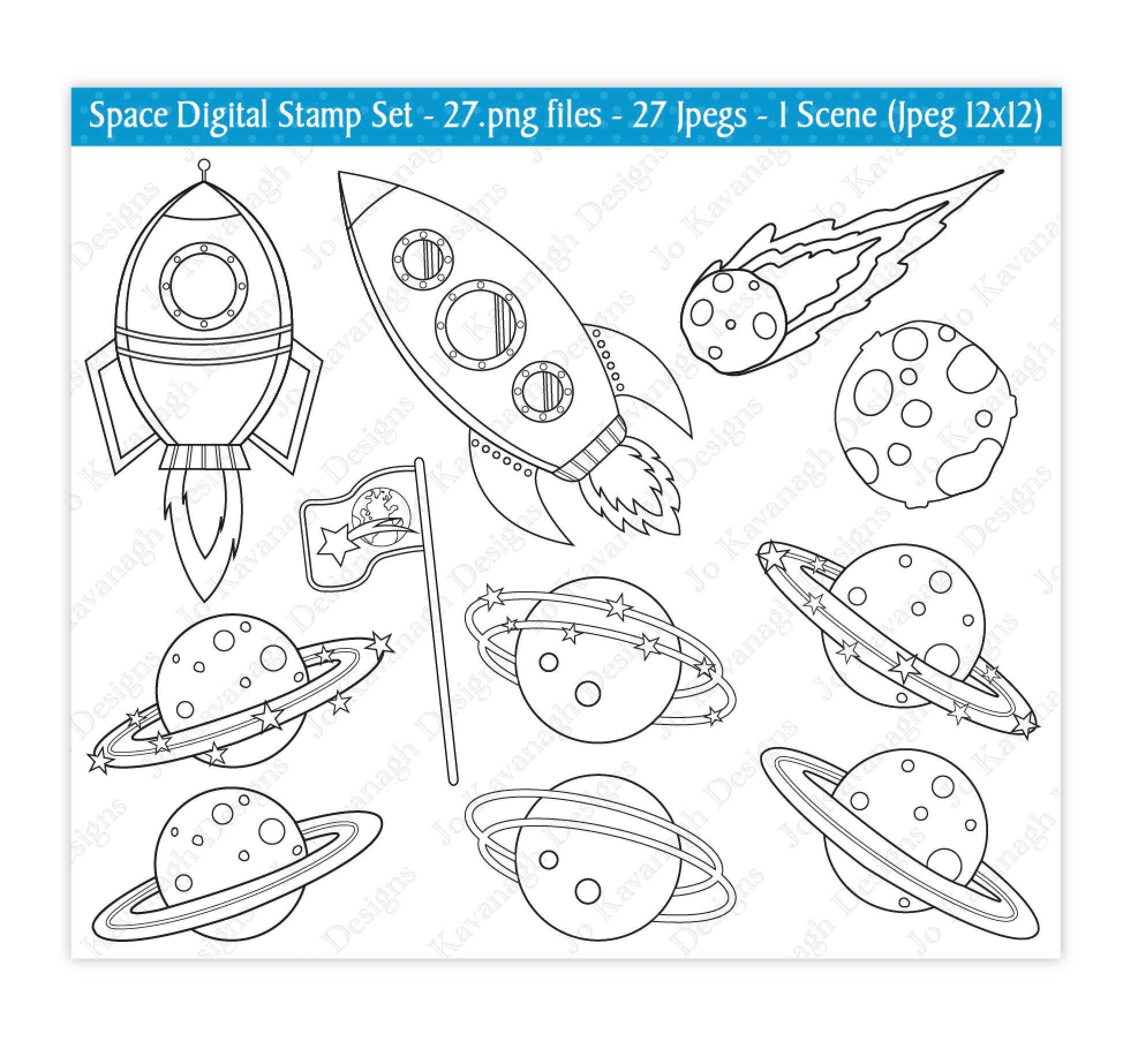Space Digital Stampsdigital Stampsastronaut Digital | Etsy