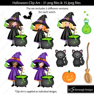 Halloween Witch Clipart, Black Cat Illustrations, Haunted House ...