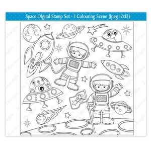 Space Digital Stamps,digital Stamps,astronaut Digital Stamps,alien ...