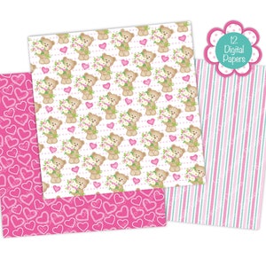 Bear Digital Papers,mother's Day Digital Paper,cute Bears,birthday ...