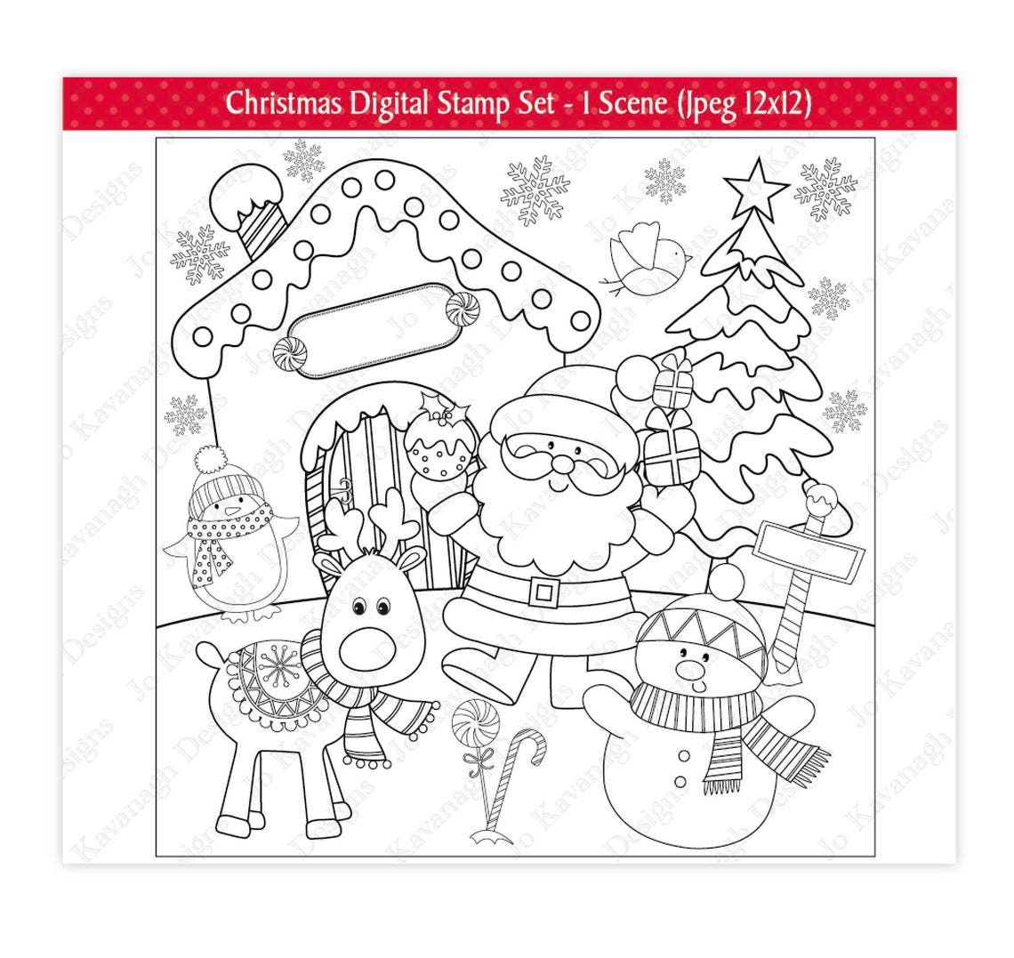 Christmas Digital Stamps,digital Stamps,santa Digital Stamps,rudolph ...