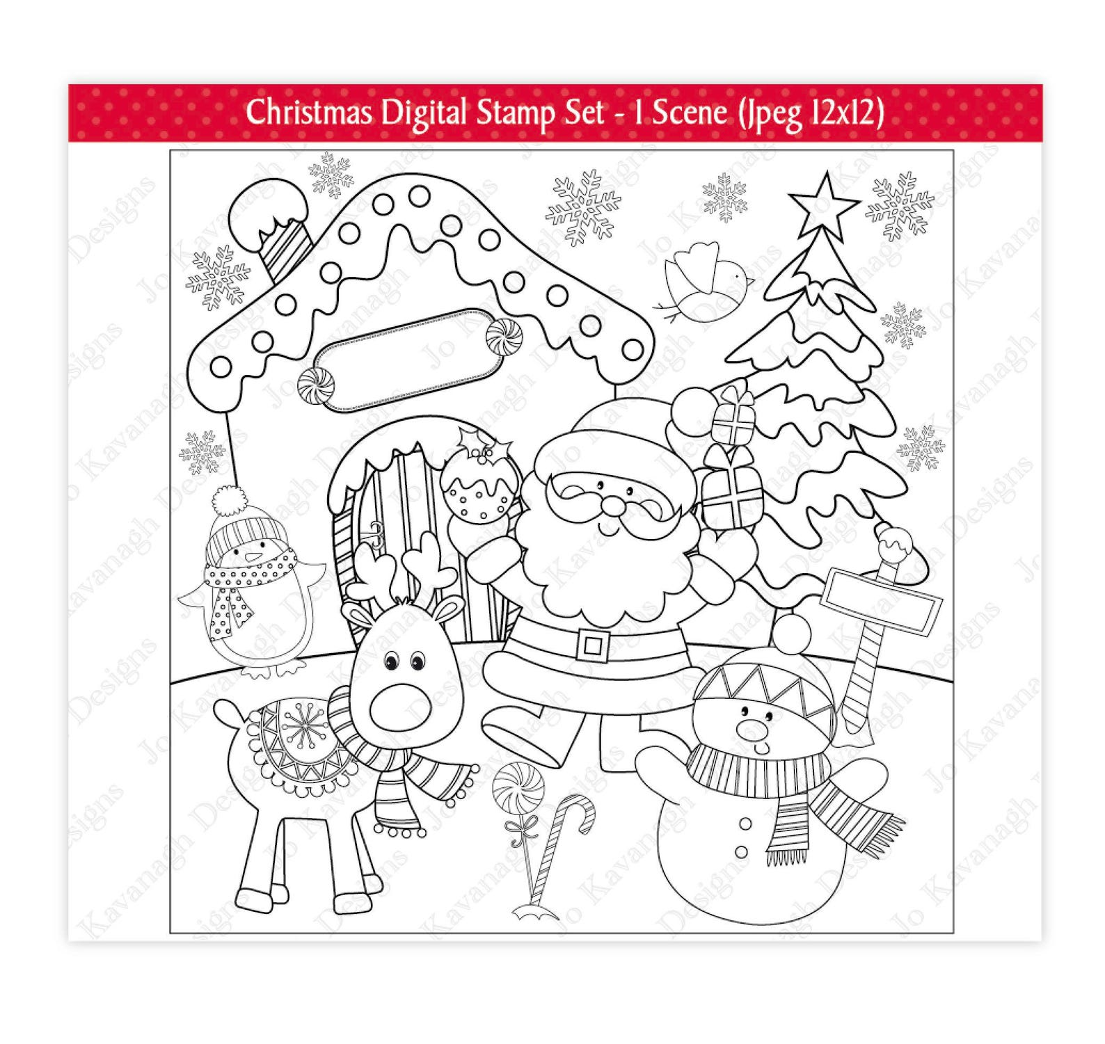 Christmas Digital Stamps,digital Stamps,santa Digital Stamps,rudolph ...