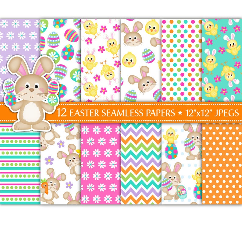 Easter Digital PapersEaster Bunny Digital PaperEaster | Etsy
