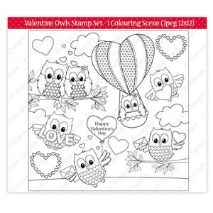 Valentine Digital Stamps,digital Stamps,valentine Owl Digital Stamps ...