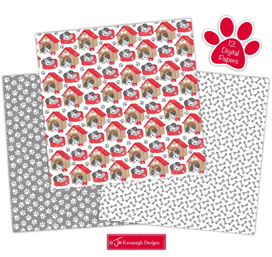 Cute Dog Digital Papers, Cute Dogs, Puppy Dog, Cute Animals Paper Pack ...