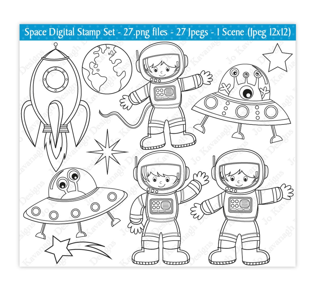 Space Digital Stamps,digital Stamps,astronaut Digital Stamps,alien ...