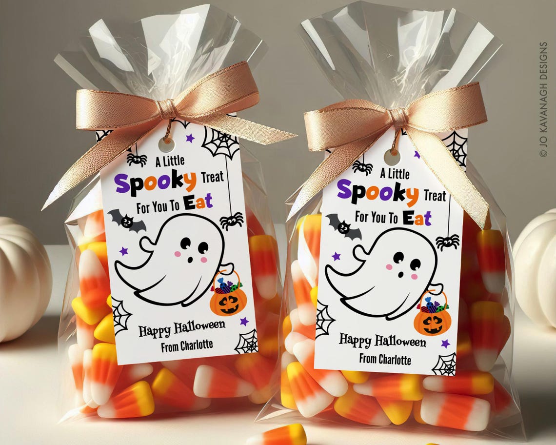 Editable Happy Halloween Gift Tags, Ghost Trick or Treat Favour Bag Tag ...