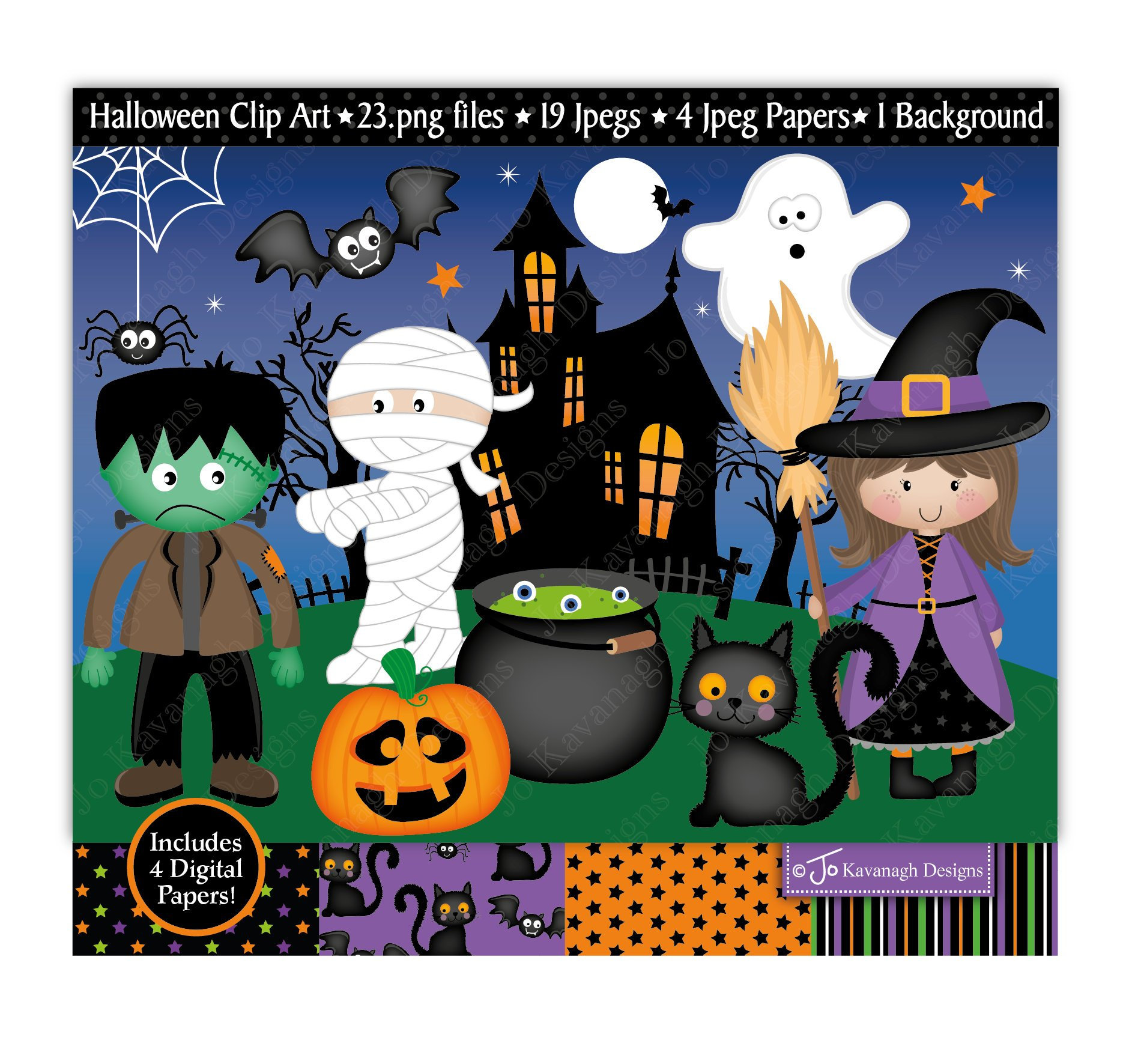 Halloween Clipart,halloween Digital Papers,witch Clipart,jack O Lantern ...