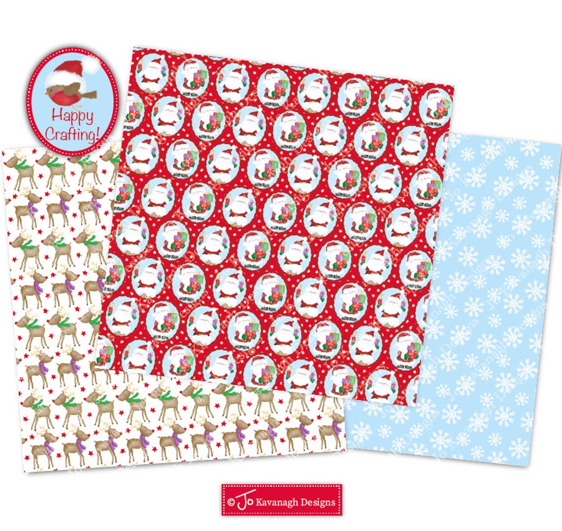 Christmas Digital Papers,christmas Scrapbook Papers,santa Paper ...