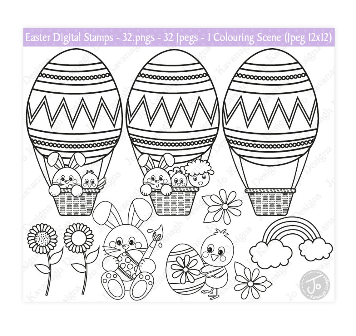 Easter Digital Stamps Easter Stamps Easter Clipart Easter - Etsy UK