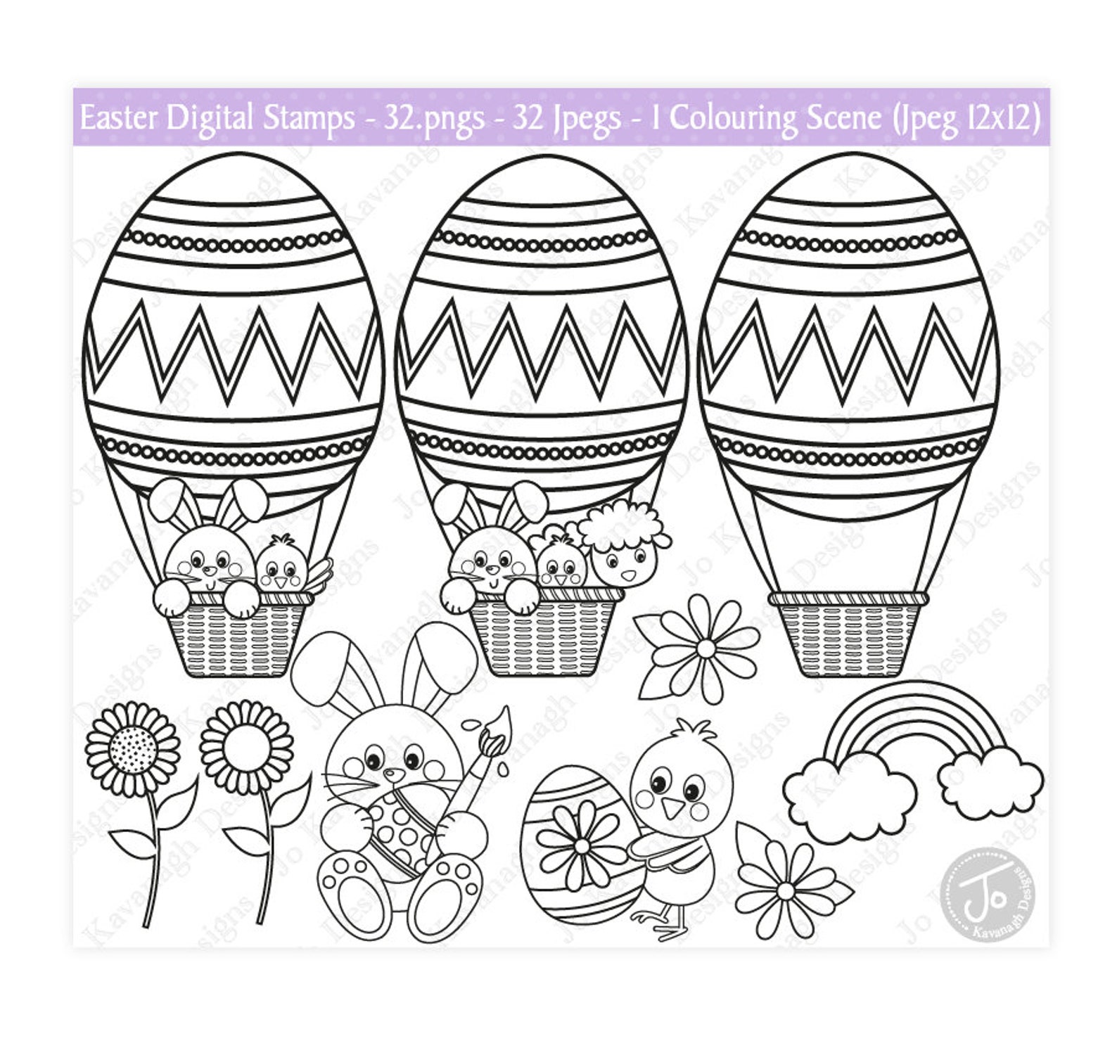 Easter Digital Stamps Easter Stamps Easter Clipart Easter | Etsy