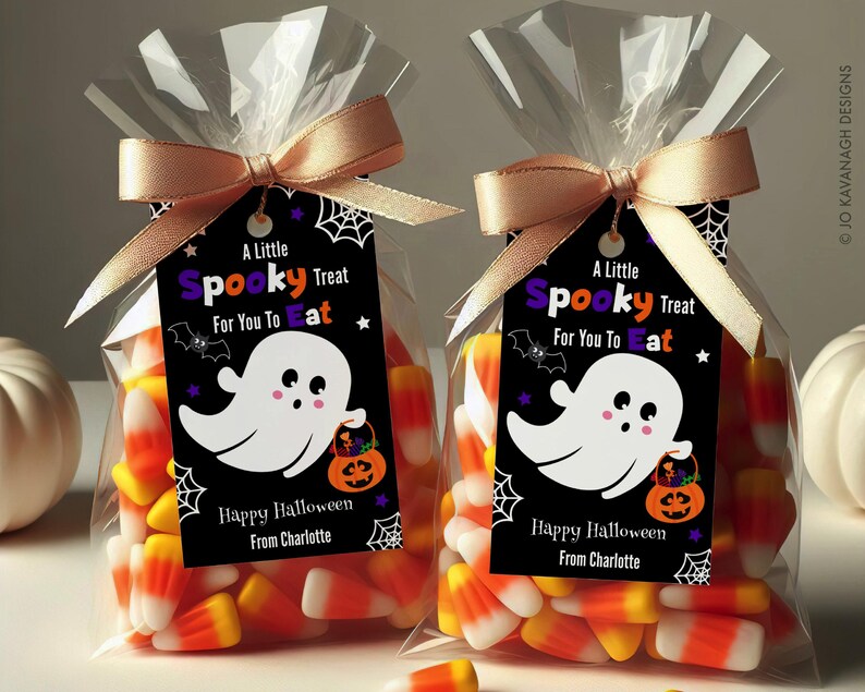 Editable Happy Halloween Gift Tags, Ghost Trick or Treat Favour Tag ...