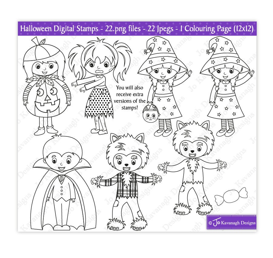 Halloween Digital Stamps,witch Digital Stamps,halloween Stamps ...