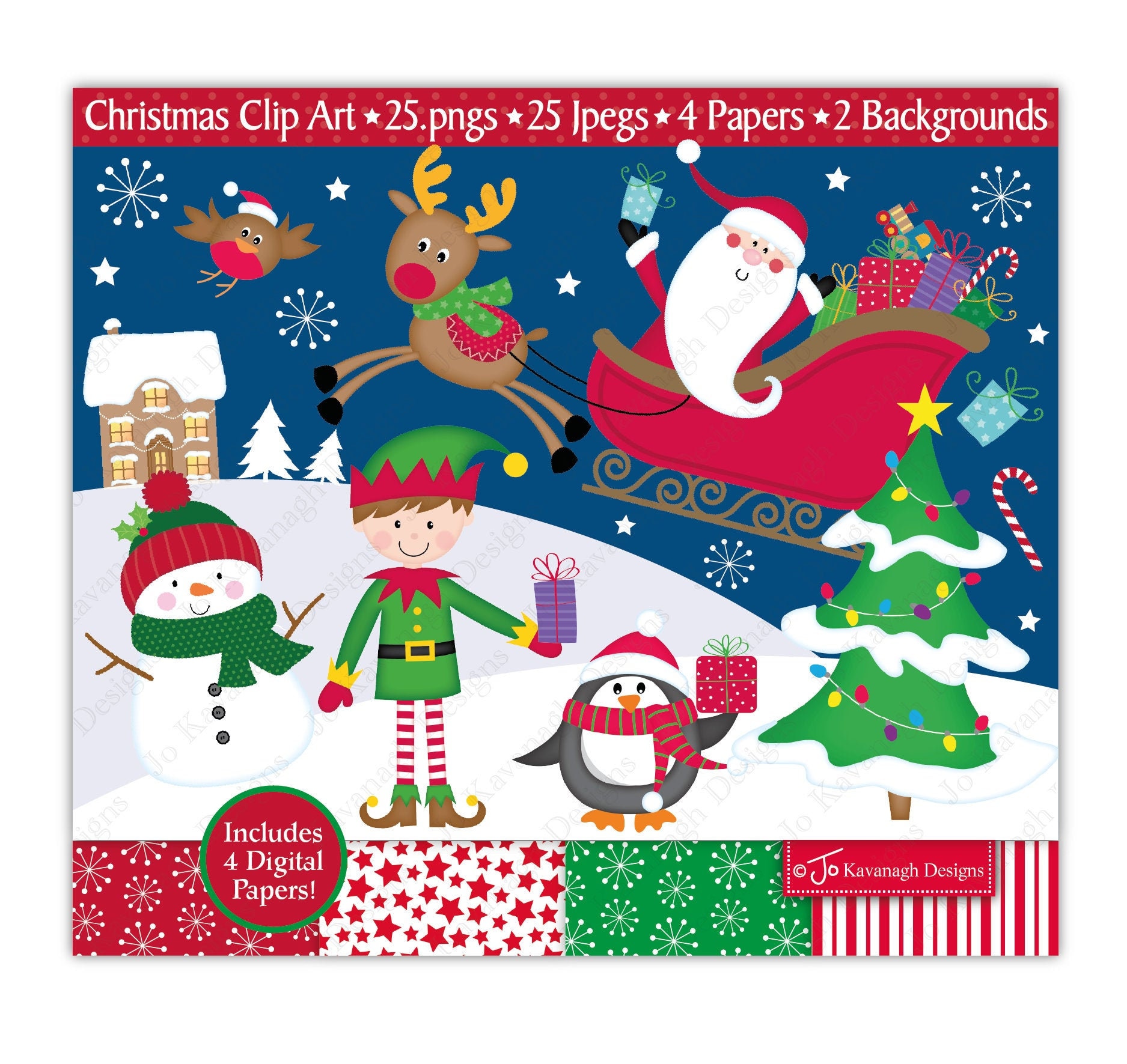 Christmas Clipartchristmas Digital Paperschristmas Clip - Etsy